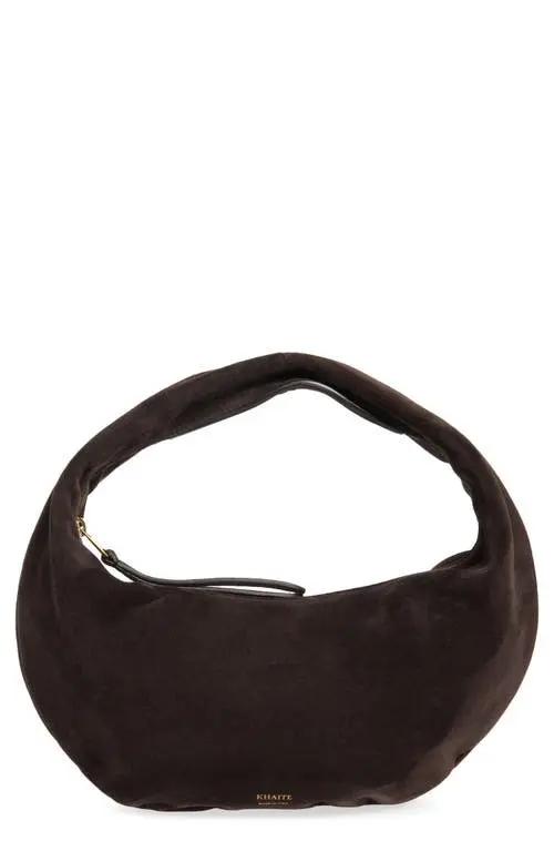 Khaite Mini Olivia Suede Hobo Bag - Ebano
