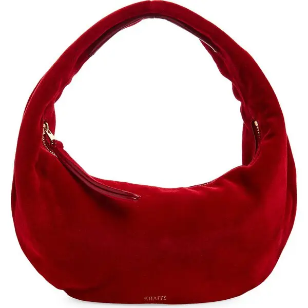 Khaite Mini Olivia Suede Hobo Bag - Ruby