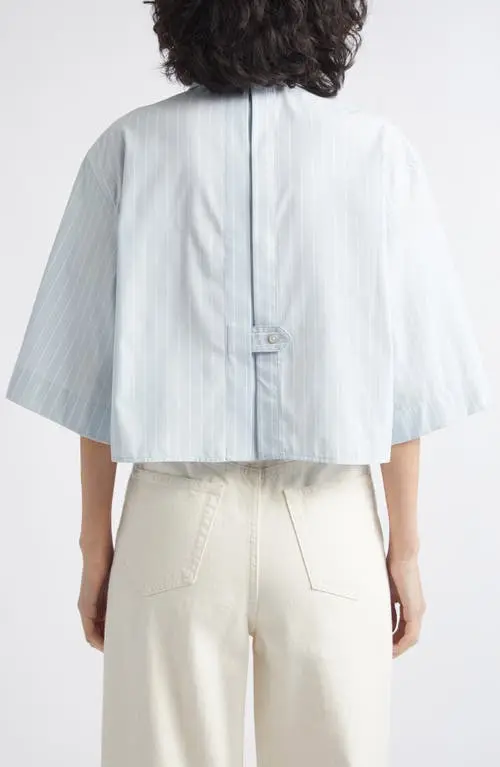 Helmut Lang Striped Cotton Blend Cropped Button-up Shirt