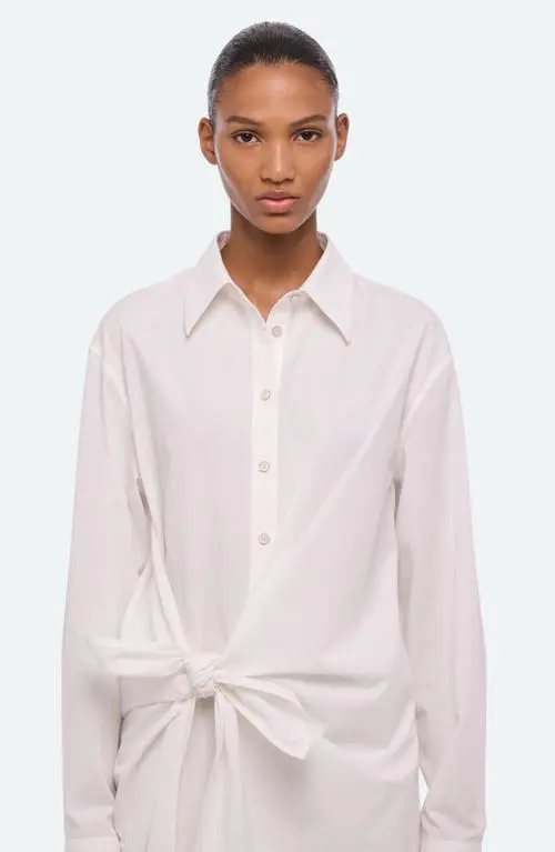 Helmut Lang Knotted Detail Cotton Shirtdress