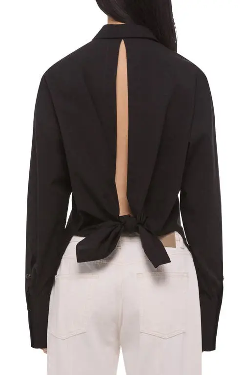 Helmut Lang Open Tie Back Cotton Shirt - Black