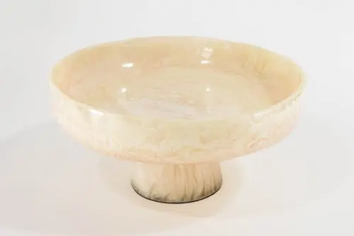 JEANNE FITZ Resin Pedestal Bowlmarbled Footed Serving Bowl