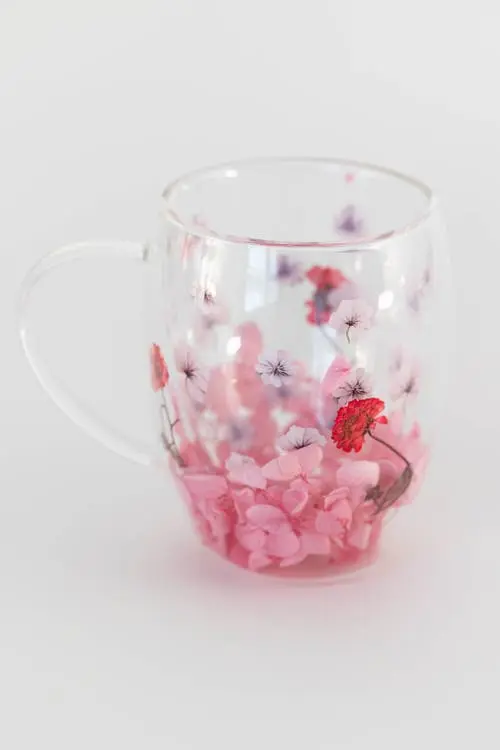 JEANNE FITZ Double Wall Flower Mugs, Assorted Colors