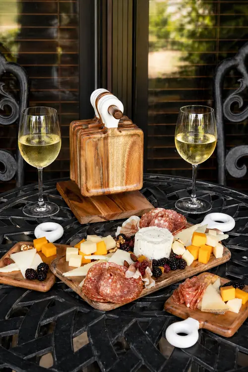 JEANNE FITZ Wood + White Collection Acacia Wood Mini Charcuterie Board