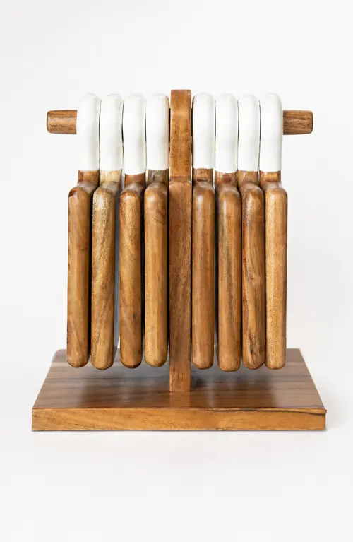 JEANNE FITZ Wood + White Collection Acacia Wood Mini Charcuterie Board