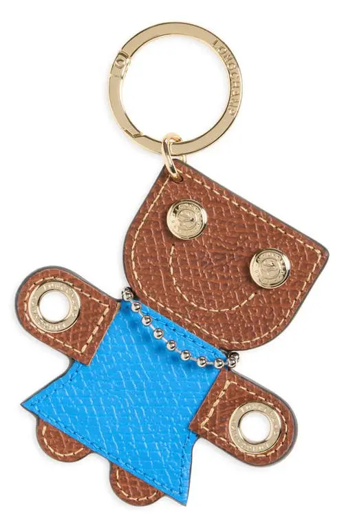 Longchamp Les Champs Leather Key Ring - Azure