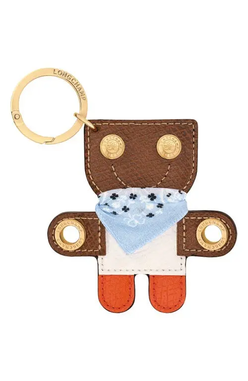 Longchamp Les Champs Leather Key Ring - Orange