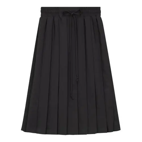 NONI Pleated Large Elastic Waistband And Drawstring Skirt - Black