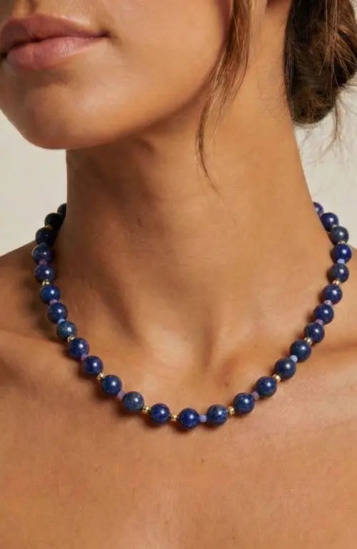 Stella & Dot Dot Necklace In Lapis Lazuli And Amethyst