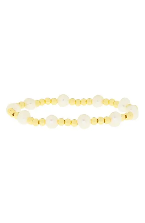 MARLYN SCHIFF Mellie Cultured Pearl & Bead Stretch Bracelet - Gold