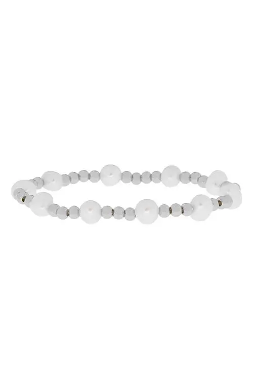 MARLYN SCHIFF Mellie Cultured Pearl & Bead Stretch Bracelet - Silver