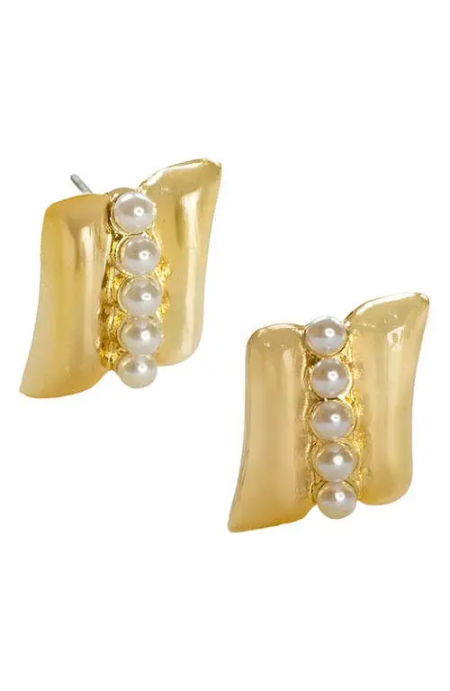 MARLYN SCHIFF Mellie Faux Pearl Earrings - Gold