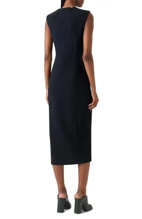 Akris Sleeveless Zip Slit Wool Blend Sheath Dress