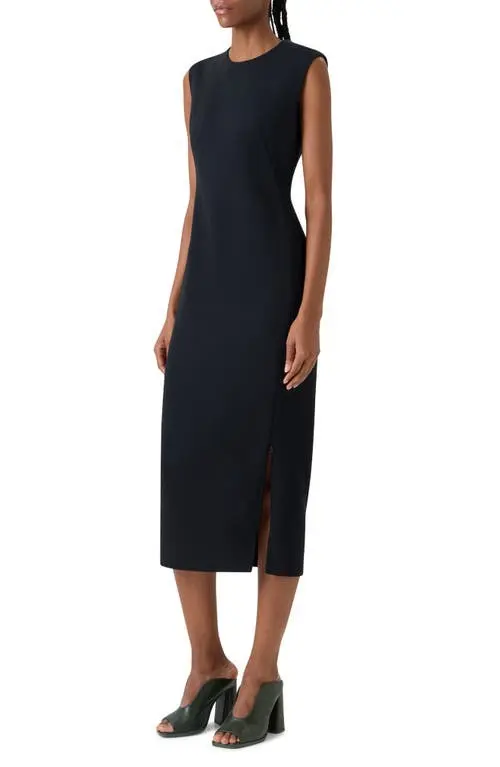 Akris Sleeveless Zip Slit Wool Blend Sheath Dress