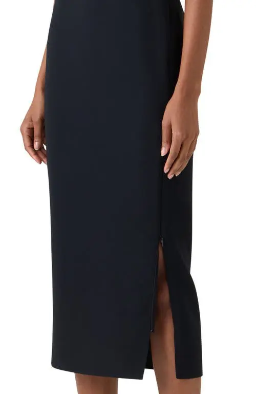 Akris Sleeveless Zip Slit Wool Blend Sheath Dress