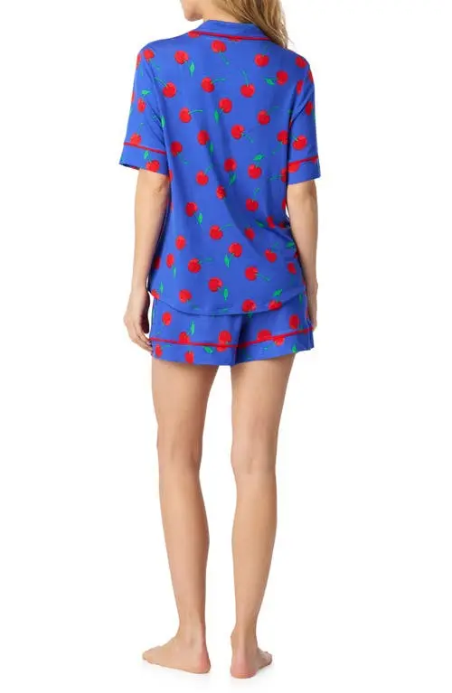 ROOM SERVICE Print Short Pajamas - Blue Print