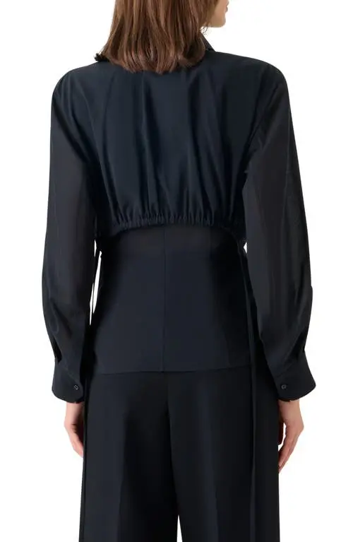 Akris Cotton Voile Button-up Shirt With Drawstring Detail