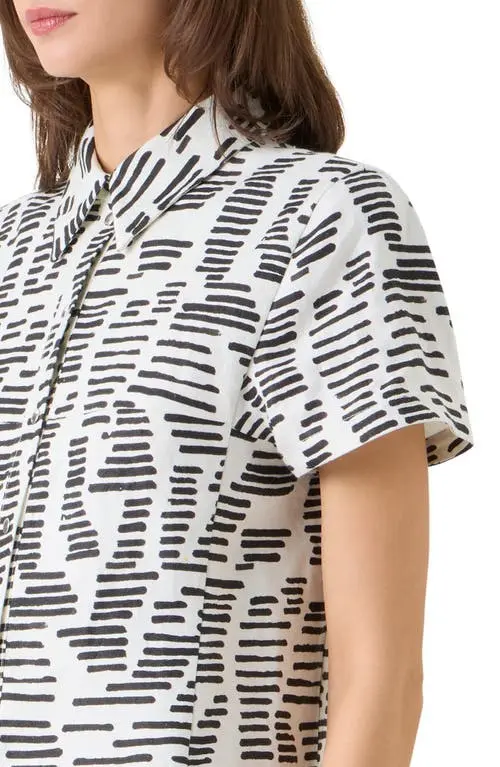 Akris Dance Movements Print Linen Shirtdress