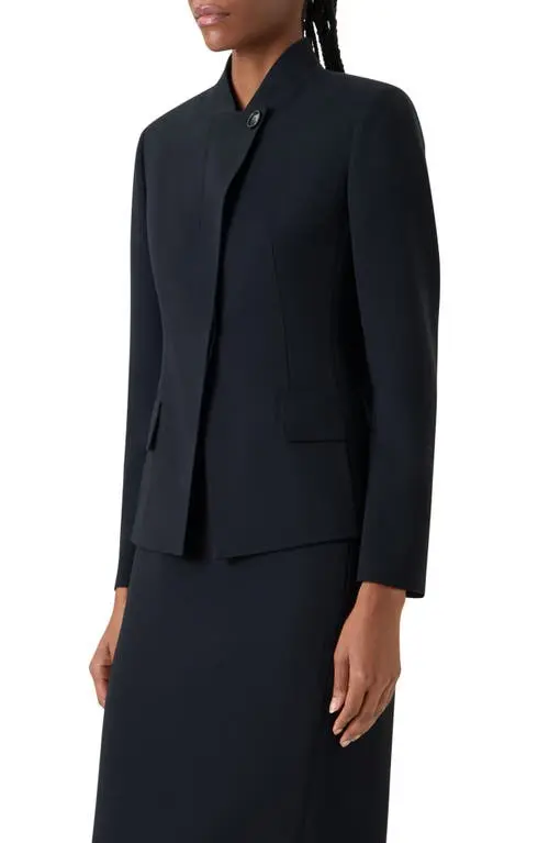 Akris Asymmetric Wool Blend Double Face Jacket With Shawl Collar