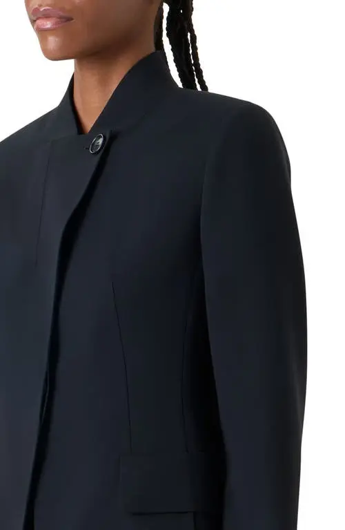 Akris Asymmetric Wool Blend Double Face Jacket With Shawl Collar