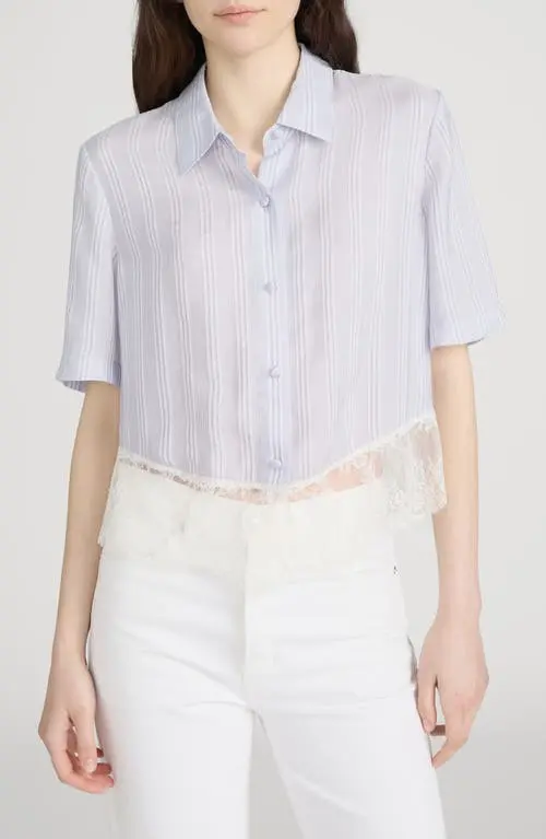 FRAME The Stripe Silk Shirt - Chambray Multi
