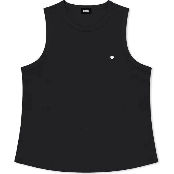 DALIX Lil Heart Cotton Jersey Tank - Black