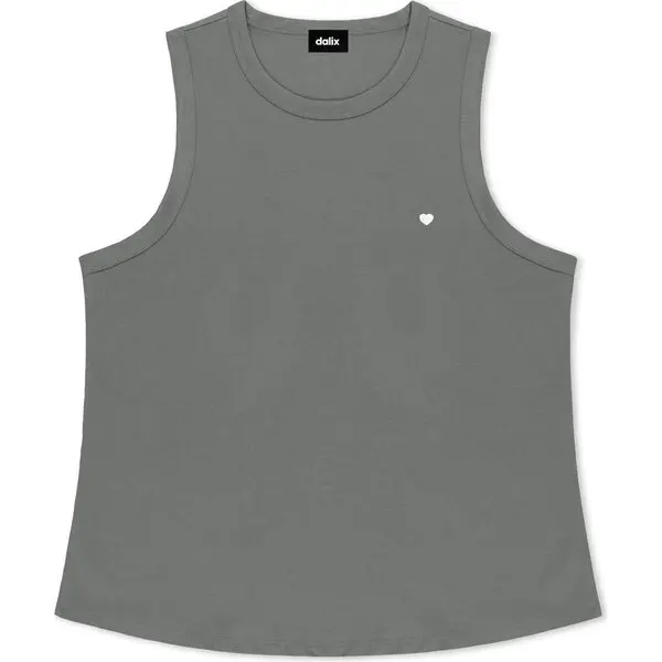 DALIX Lil Heart Cotton Jersey Tank - Shadow