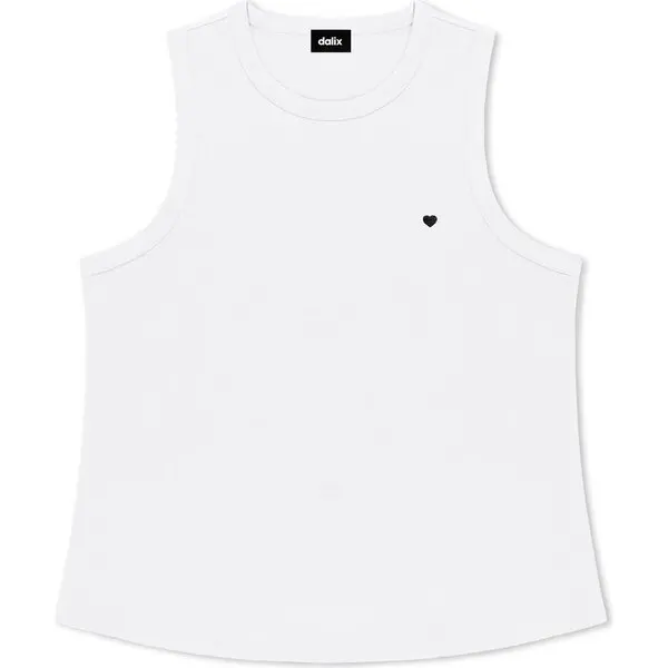 DALIX Lil Heart Cotton Jersey Tank - White