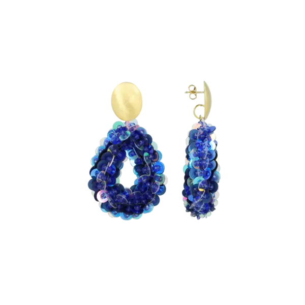 LOTT.GIOIELLI Sequin Drop Statement Earrings - Blue