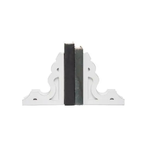 FORESIDE HOME AND GARDEN Set Of 2 Wood Corbel Bookendsforeside Home & Garden - White