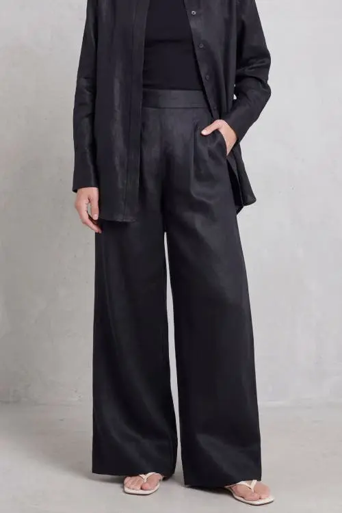 NUAJE NUAJE Mia Linen Twill Wide-leg Pants