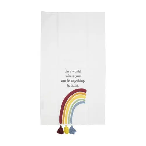 FORESIDE HOME AND GARDEN Be Kind Rainbow Multi Cotton Tea Towel
