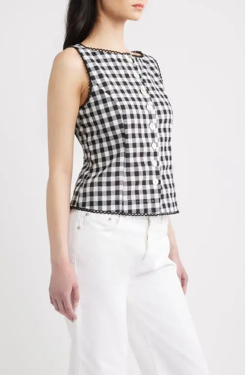 A.REN Maelle Gingham Button-up Top