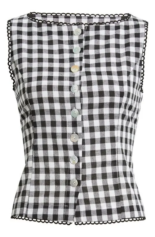 A.REN Maelle Gingham Button-up Top