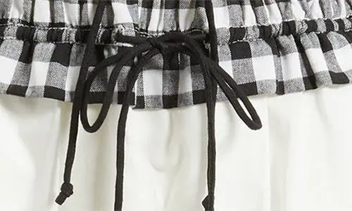 A.REN Two Tone Gingham Smocked Midi Dress