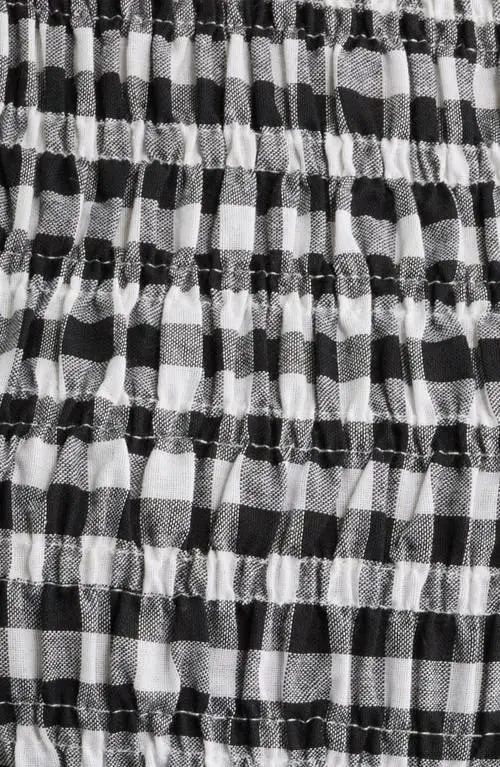 A.REN Two Tone Gingham Smocked Midi Dress
