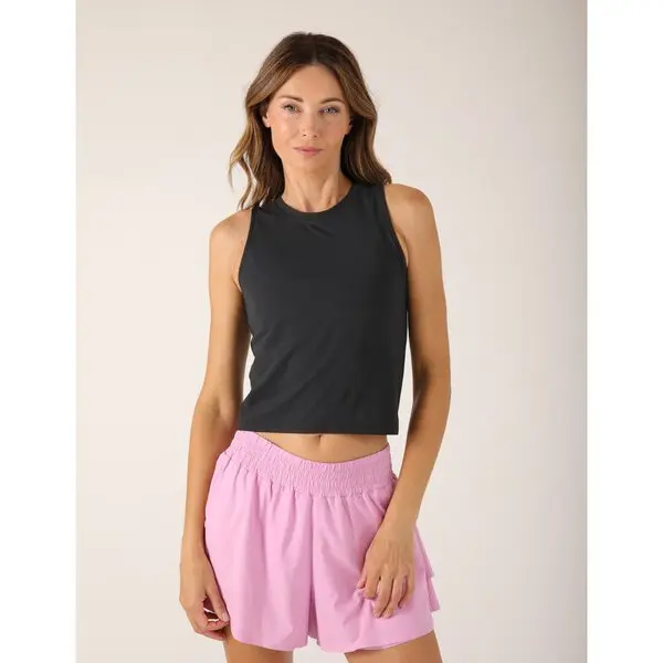 GLYDER Align Tank Performance Knit Cropped Silhouette - Black