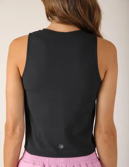 GLYDER Align Tank Performance Knit Cropped Silhouette - Black