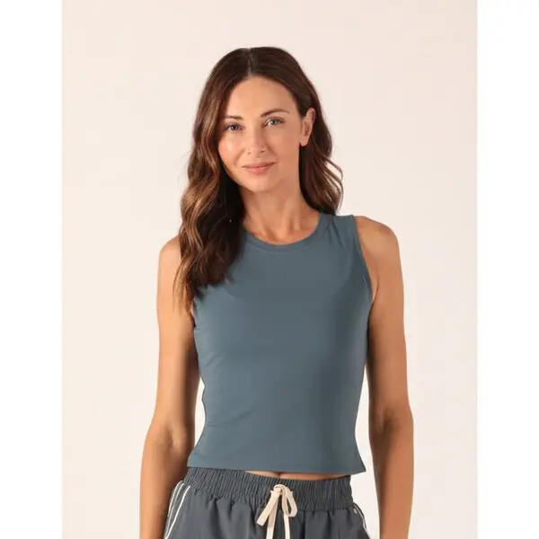 GLYDER Align Tank Performance Knit Cropped Silhouette - Slate