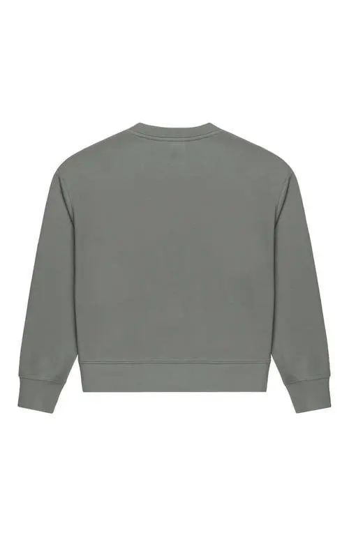 DALIX Embroidered Ghost & Hearts Relaxed Fleece Crewneck Sweatshirt - Shadow
