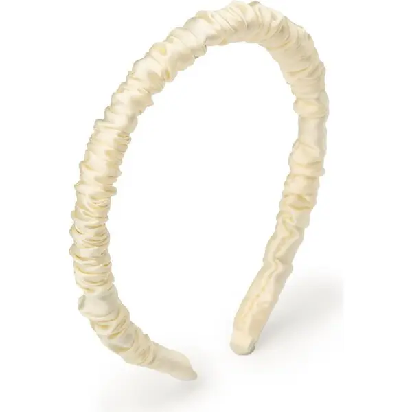 OLAH Scrunched Silk Skinny Headband - Beige