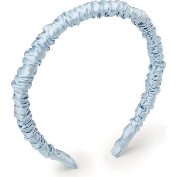 OLAH Scrunched Silk Skinny Headband - Blue