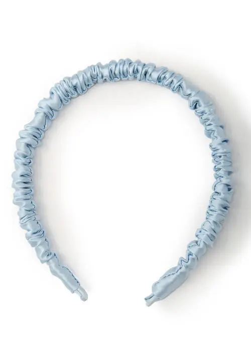 OLAH Scrunched Silk Skinny Headband - Blue