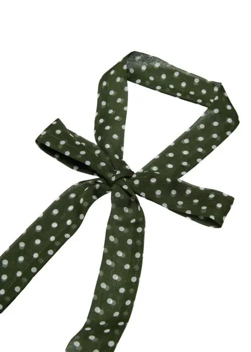 OLAH Le Petit Dot Silk Hair Ribbon Scarf - Olive