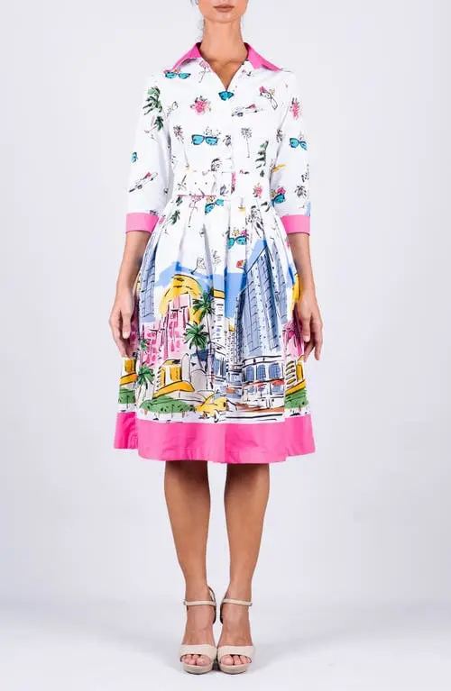 Samantha Sung Pleated Stretch Audrey Shirtdress - Monaco
