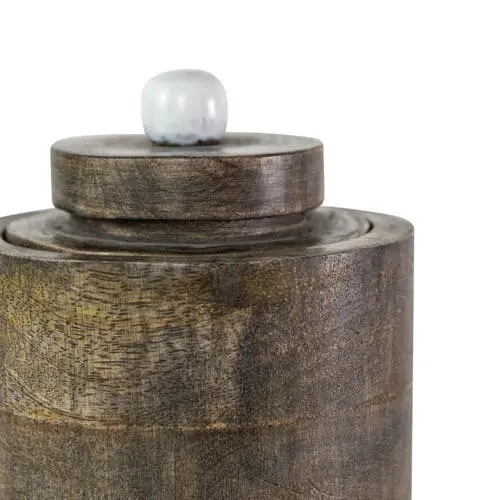 FORESIDE HOME AND GARDEN Round Canister Natural Mango Wood