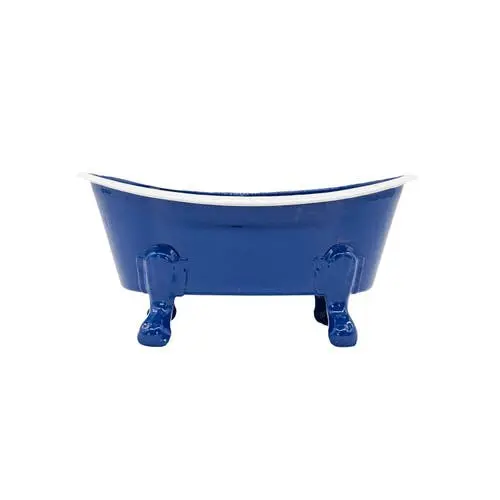 FORESIDE HOME AND GARDEN Enamel Bathtub Soap Dish Planter Metal - Blue