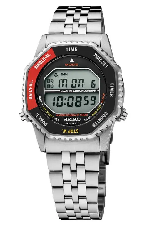 SEIKO WATCHES Seiko Digital Chronograph Bracelet Watch - Red