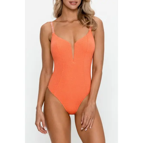 PS BY CUPSHE One-piece Swimsuit With Rhinestone Straps - Orange