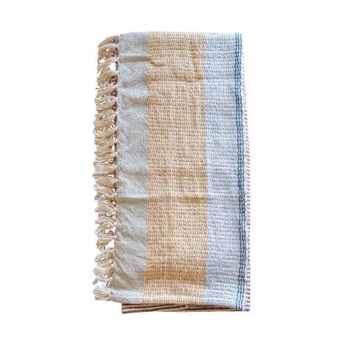 FORESIDE HOME AND GARDEN Hand Woven Throw Blanket Multi Color Cotton